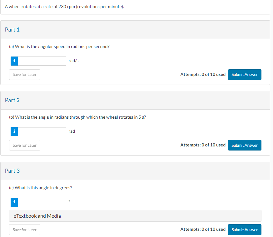 Solved A wheel rotates at a rate of 230rpm (revolutions per | Chegg.com