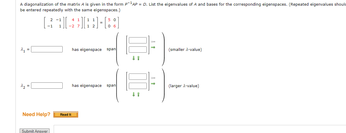 Solved A Diagonalization Of The Matrix A Is Given In The