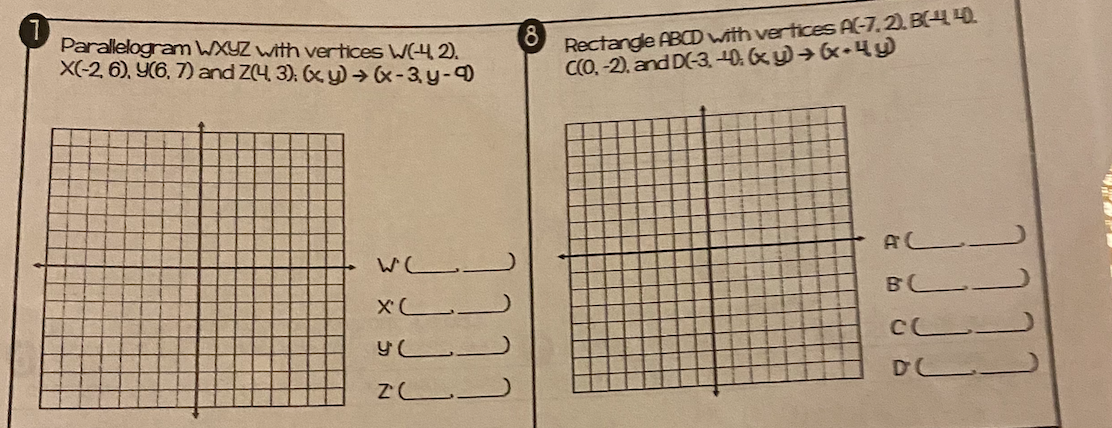 Solved 8 Parallelogram WXYZ with vertices W(-42. X(-26), | Chegg.com