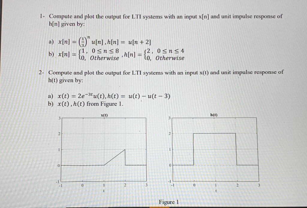 Solved 1 Compute And Plot The Output For Lti Systems With 1446