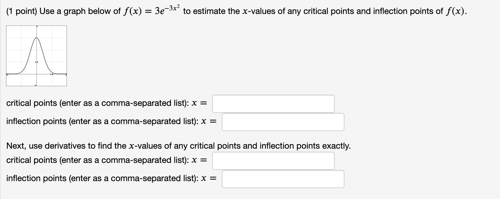 Solved (1 point) Use a graph below of f(x) = 3e-3x2 to | Chegg.com