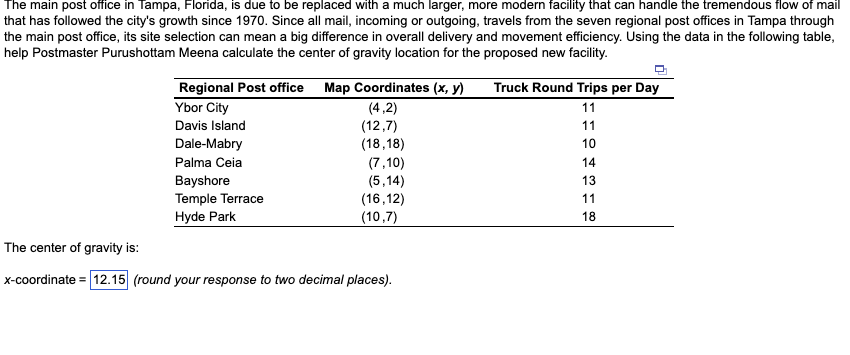 Solved The main post office in Tampa, Florida, is due to be | Chegg.com