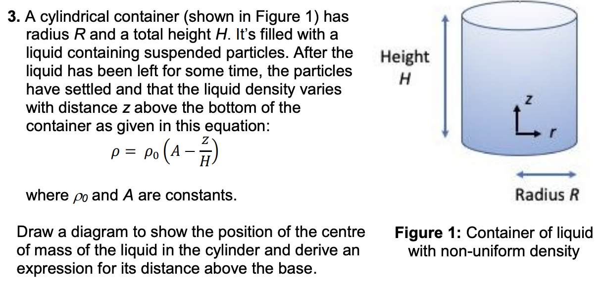 Solved 3. A cylindrical container (shown in Figure 1) has | Chegg.com