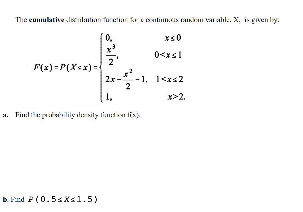 Solved The cumulative distribution function for a continuous | Chegg.com