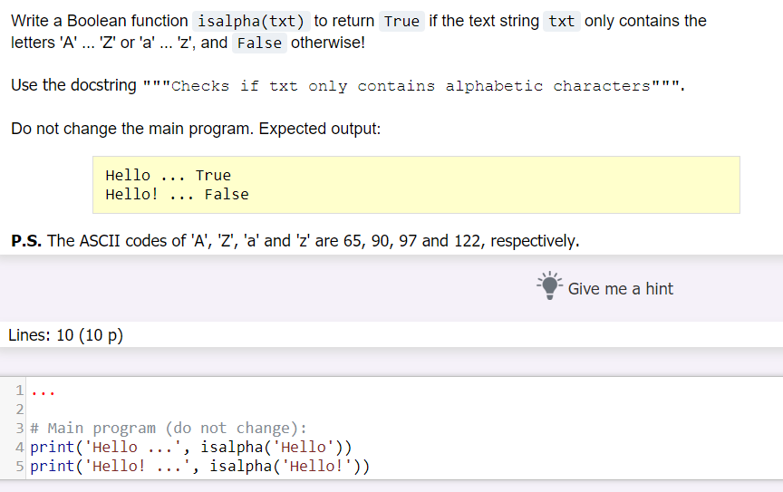Solved Write A Boolean Function Isalphatxt To Return True 7788