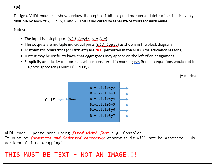 Solved Q4 Design A Vhdl Module As Shown Below It Accepts A