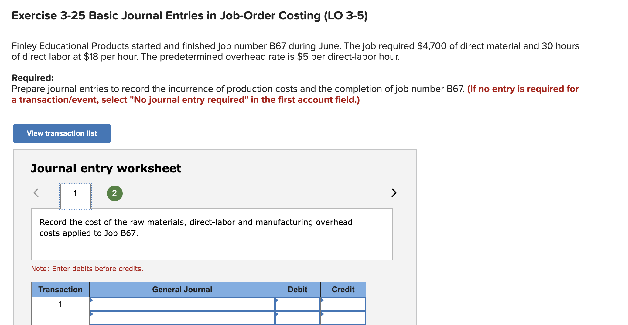 Solved Exercise 3-25 Basic Journal Entries in Job-Order | Chegg.com