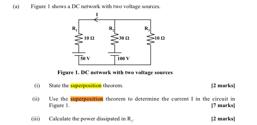 Solved (a) ﻿Figure 1 ﻿shows a DC network with two voltage | Chegg.com