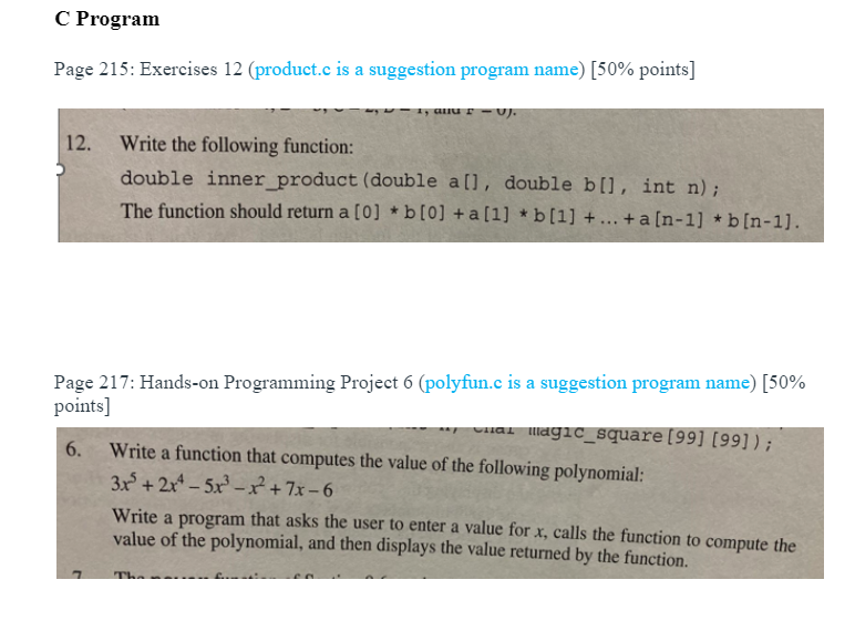 Solved Page 215: Exercises 12 (product.c is a suggestion | Chegg.com