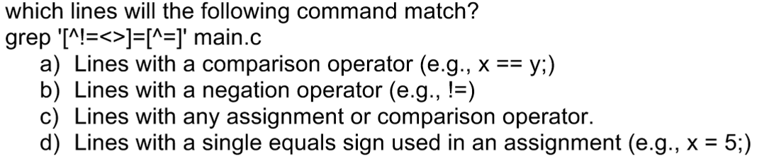 Solved which lines will the following command match?grep | Chegg.com