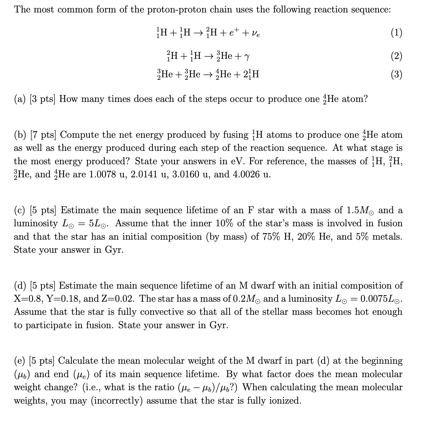 Solved The most common form of the proton-proton chain uses | Chegg.com
