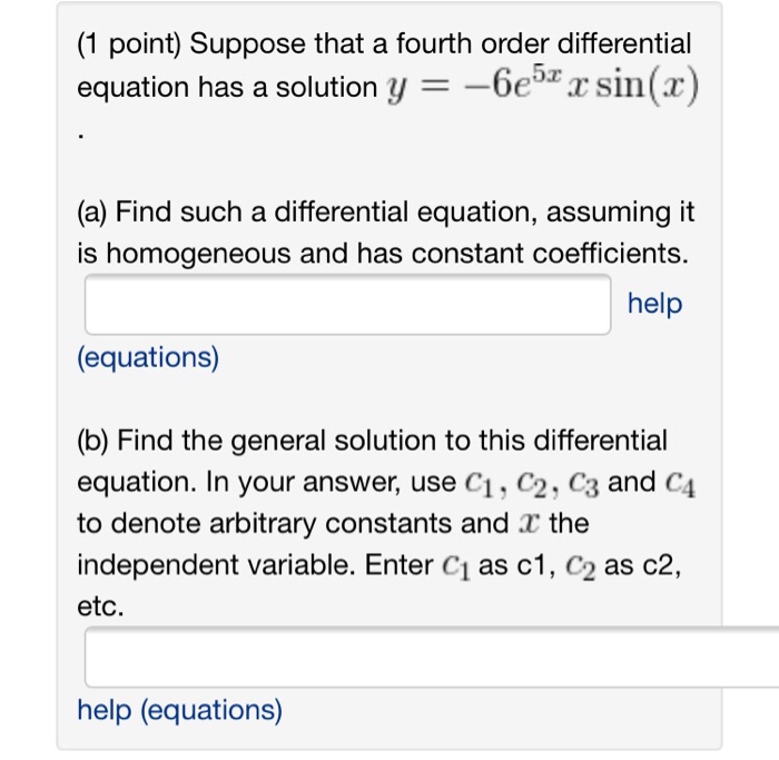 Solved (1 point) Suppose that a fourth order differential | Chegg.com