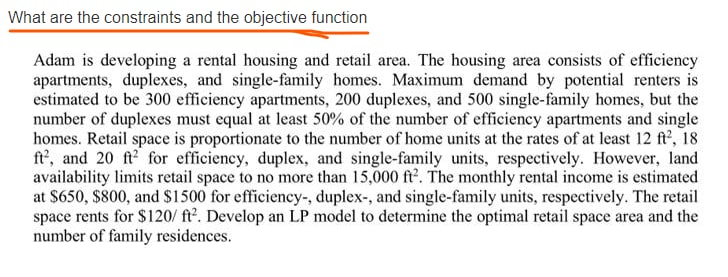 Solved What are the constraints and the objective function | Chegg.com