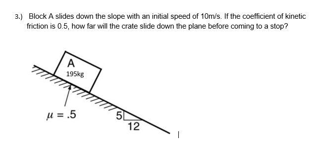 Solved 3.) Block A slides down the slope with an initial | Chegg.com