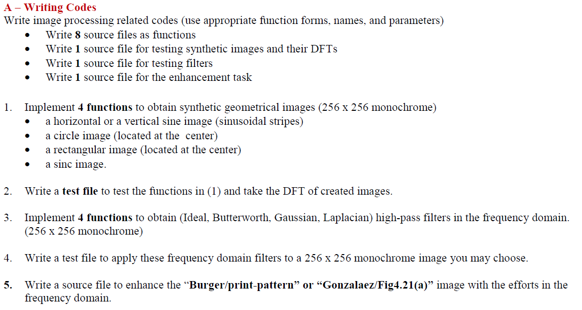 Solved A-Writing Codes Write image processing related codes | Chegg.com