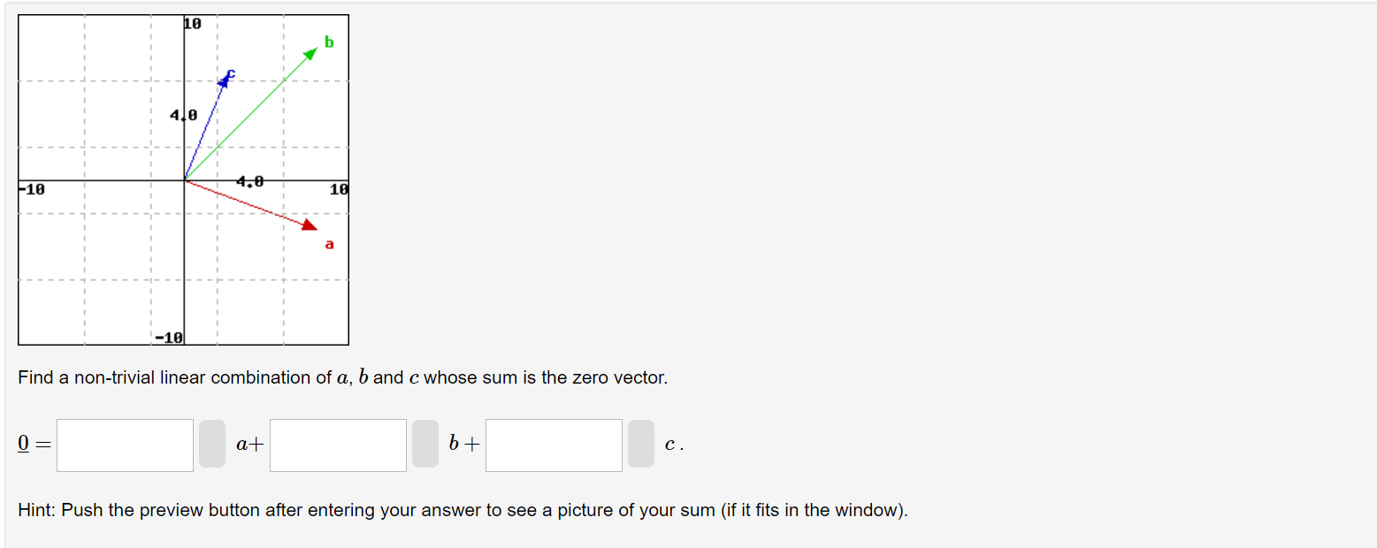 Solved Find a non-trivial linear combination of a,b and c | Chegg.com