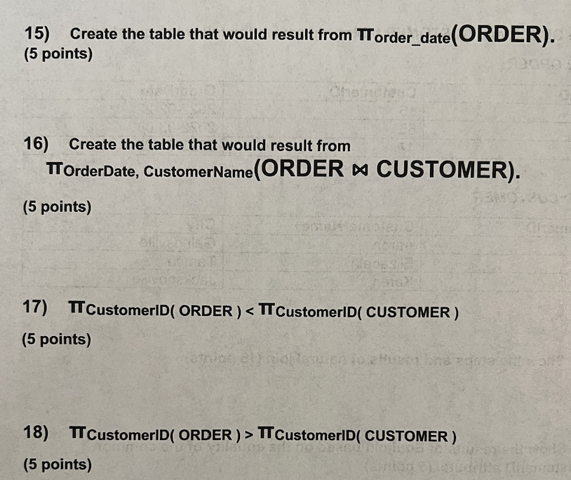 15) Create the table that would result from | Chegg.com