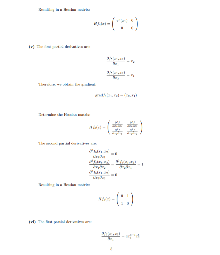Solved Exercise 1. Determine the gradient and the Hessian | Chegg.com