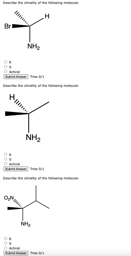Solved Describe the chirality of the following | Chegg.com