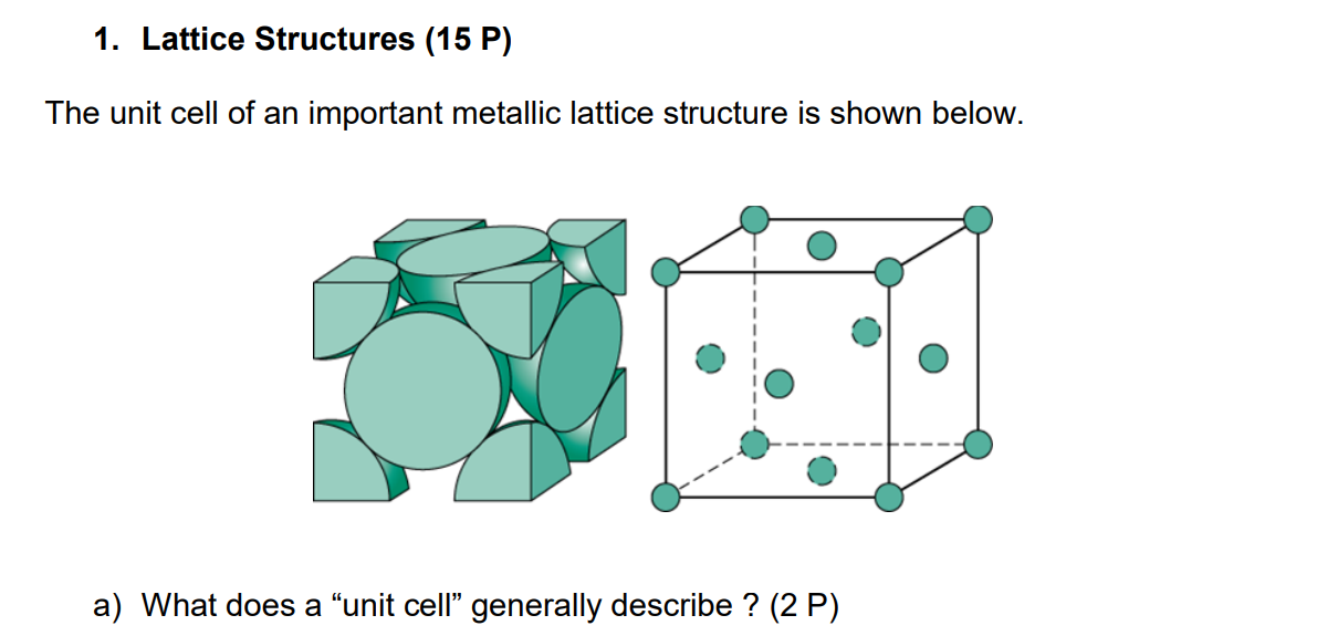 Solved Lattice Structures (15 ﻿P)The unit cell of an | Chegg.com