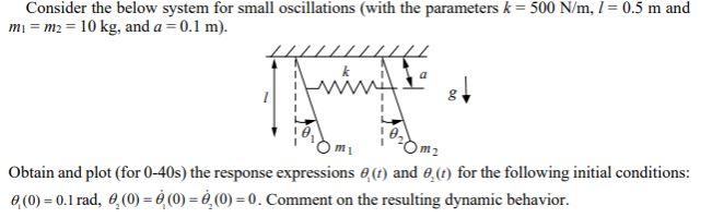 Solved Consider the below system for small oscillations | Chegg.com
