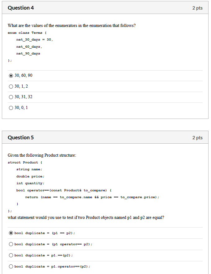 Solved Question 6 2 Pts Code Example 9 1 Struct Product
