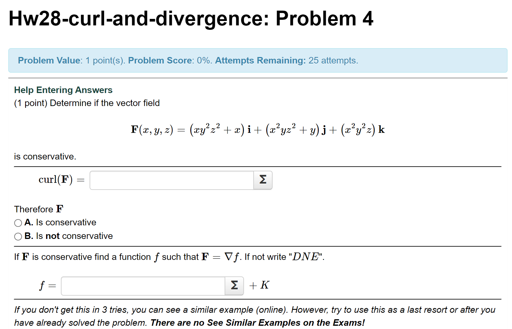 Solved Hw28-curl-and-divergence: Problem 4 Problem Value: 1 | Chegg.com