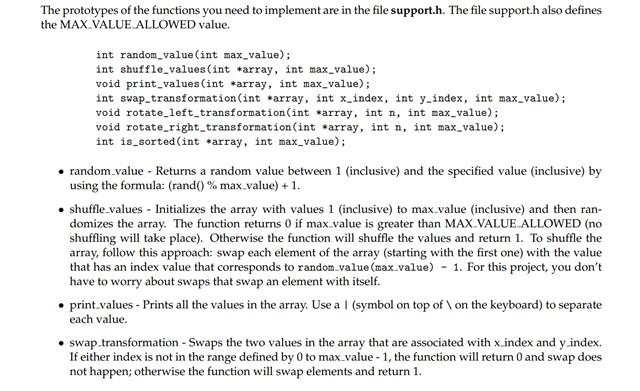 Solved The prototypes of the functions you need to implement | Chegg.com