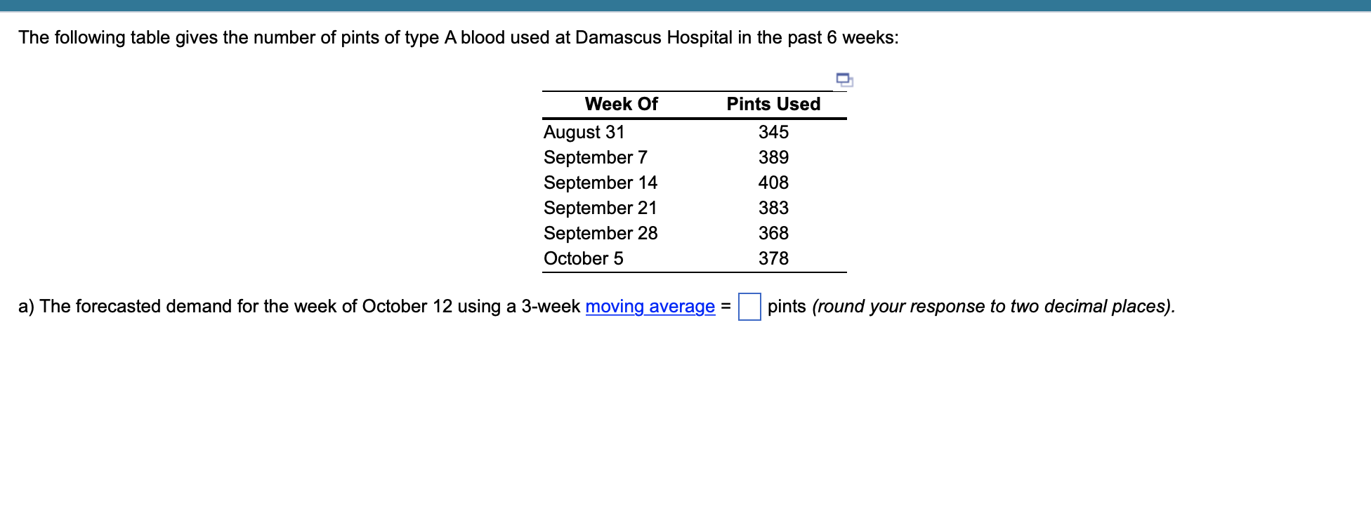 Solved The following table gives the number of pints of type | Chegg.com