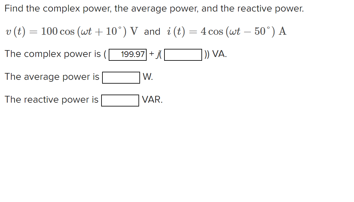Solved Find the complex power, the average power, and the | Chegg.com
