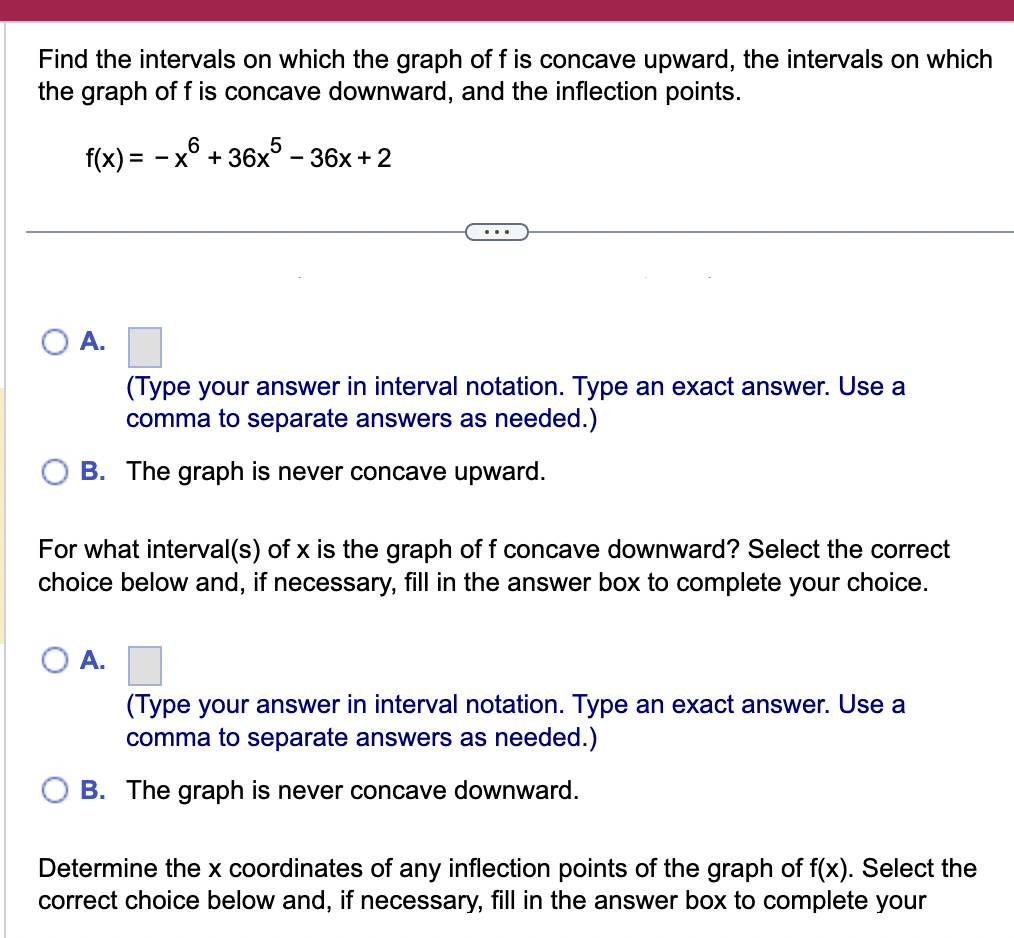 Solved Find the intervals on which the graph of f ﻿is | Chegg.com