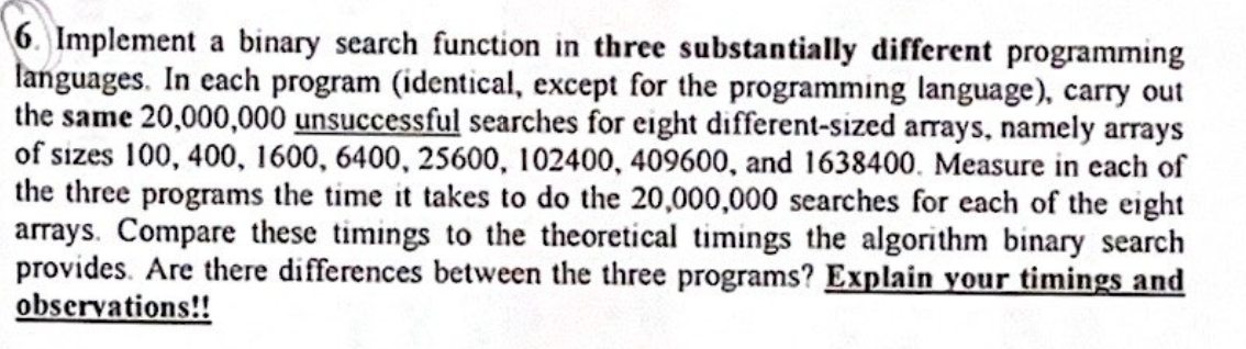 Programming Remember: For each of the next three | Chegg.com