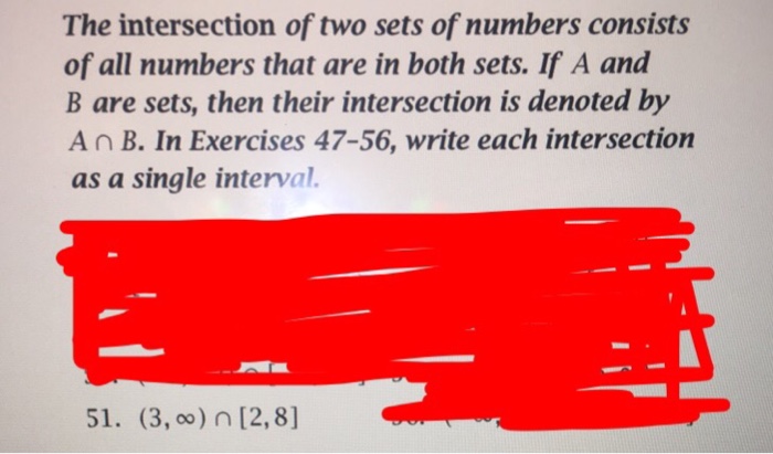 Solved The intersection of two sets of numbers consists of | Chegg.com