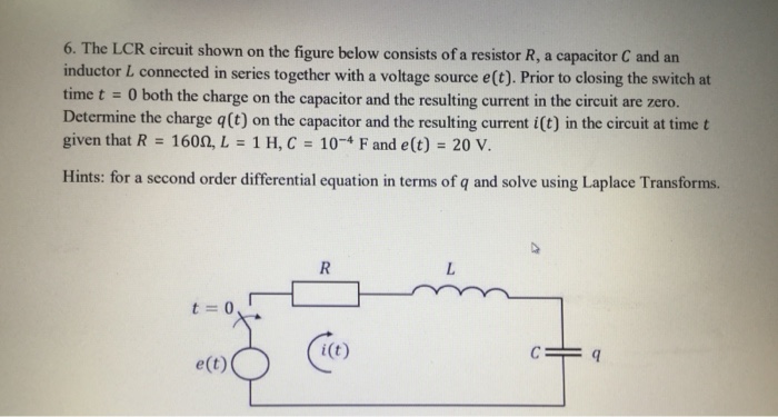Solved 6. The LCR circuit shown on the figure below consists | Chegg.com