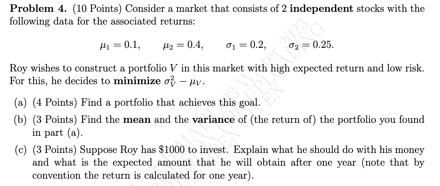 Solved Problem 4. (10 Points) Consider a market that | Chegg.com