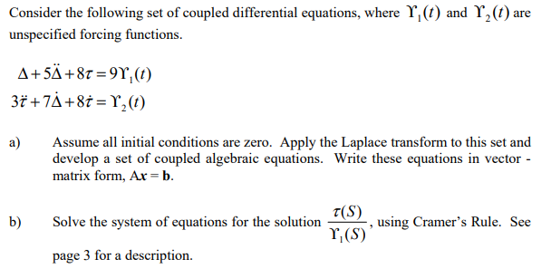 Solved Consider the following set of coupled differential | Chegg.com