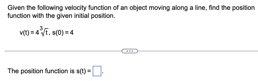 Solved Given the following velocity function of an object | Chegg.com