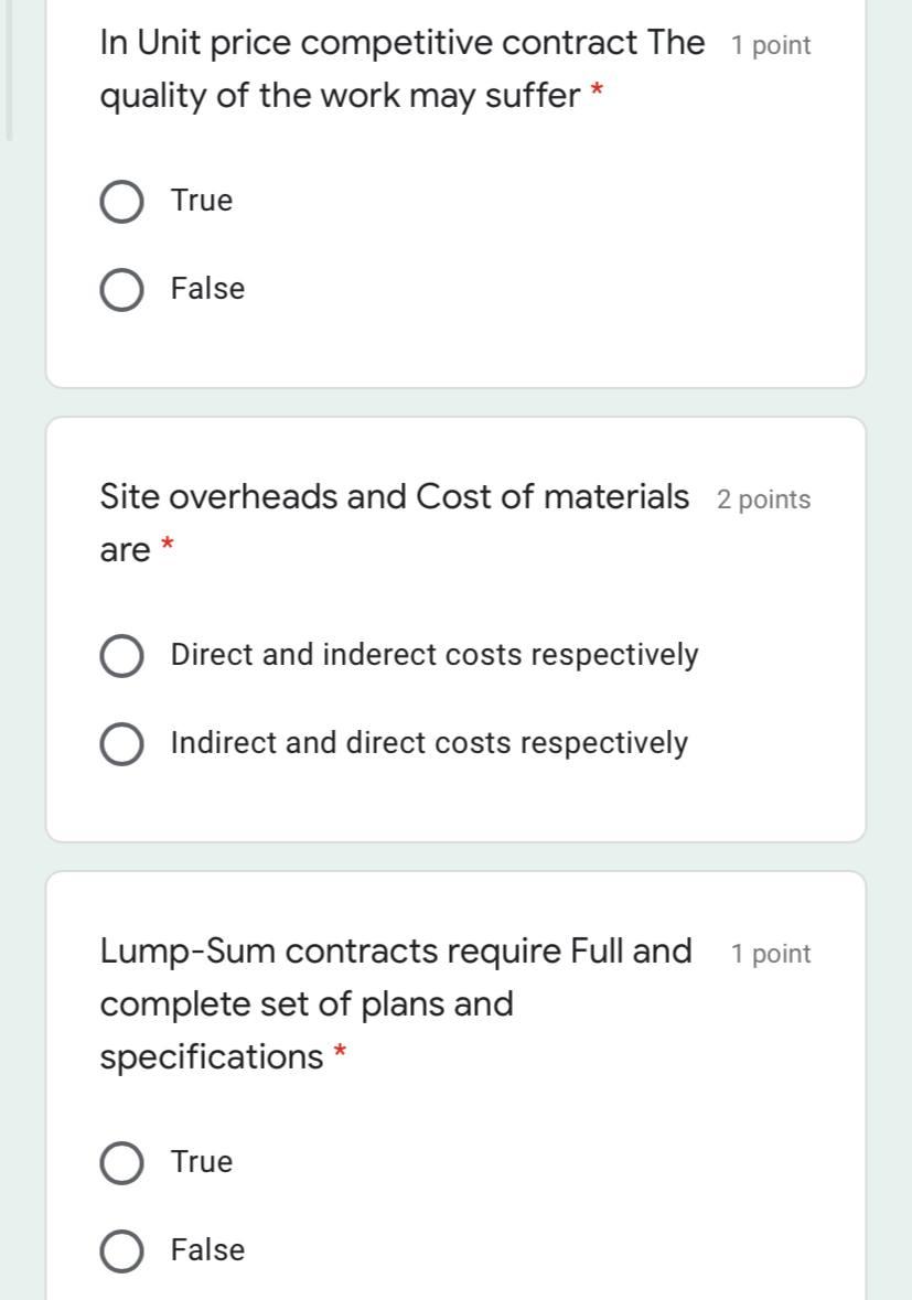 Solved In Unit price competitive contract The 1 point | Chegg.com