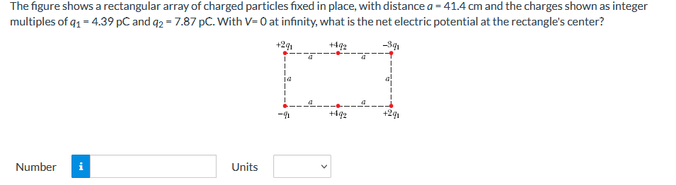 [Solved]: The figure shows a rectangular array of charged