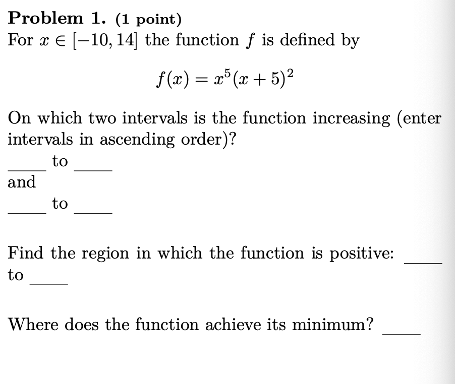 Solved Problem 1.For xin[-10,14] ﻿the function f is ﻿defined | Chegg.com