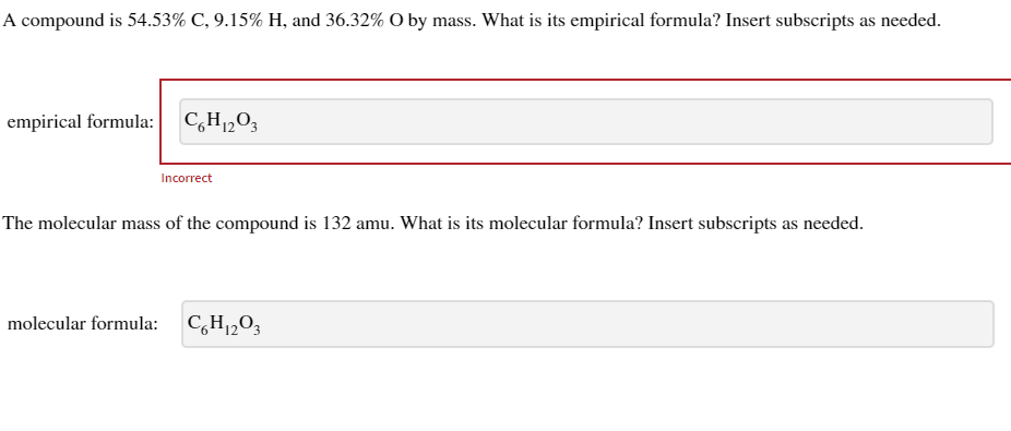 Solved A compound is 54.53%C,9.15%H, and 36.32%O by mass. | Chegg.com