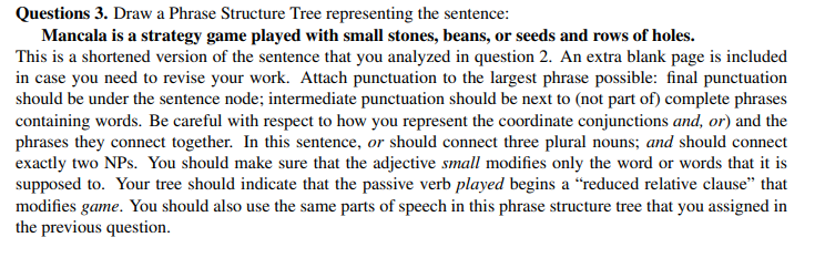 Solved Questions 3. Draw a Phrase Structure Tree | Chegg.com