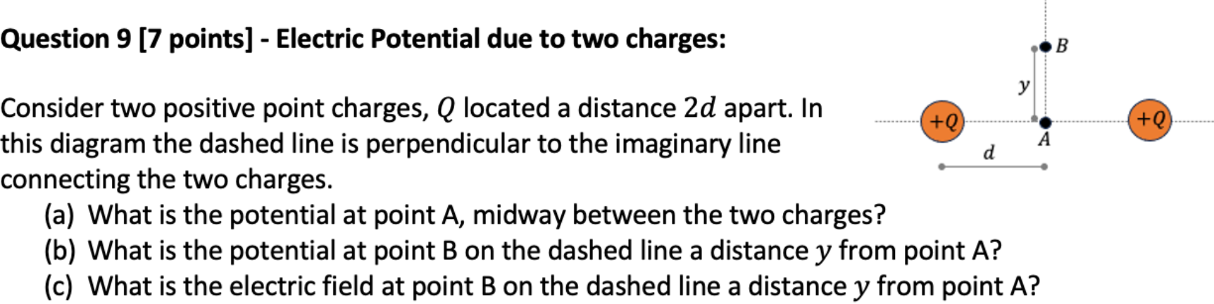 Solved Question 9 [7 points] - Electric Potential due to two | Chegg.com
