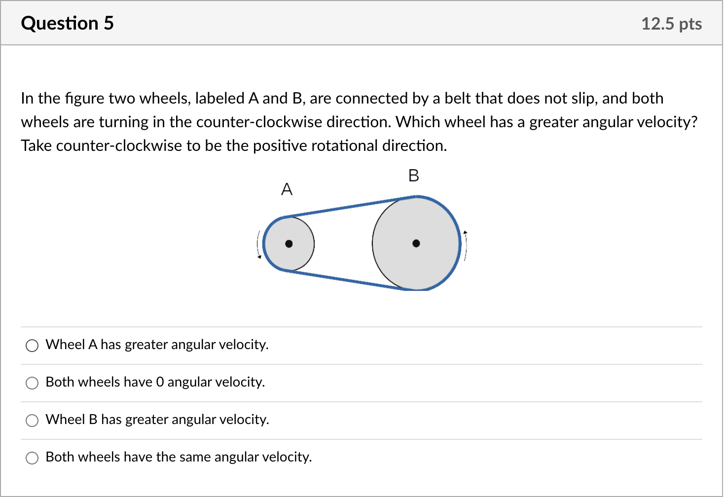 Solved Question 5 12.5 pts In the figure two wheels, labeled | Chegg.com