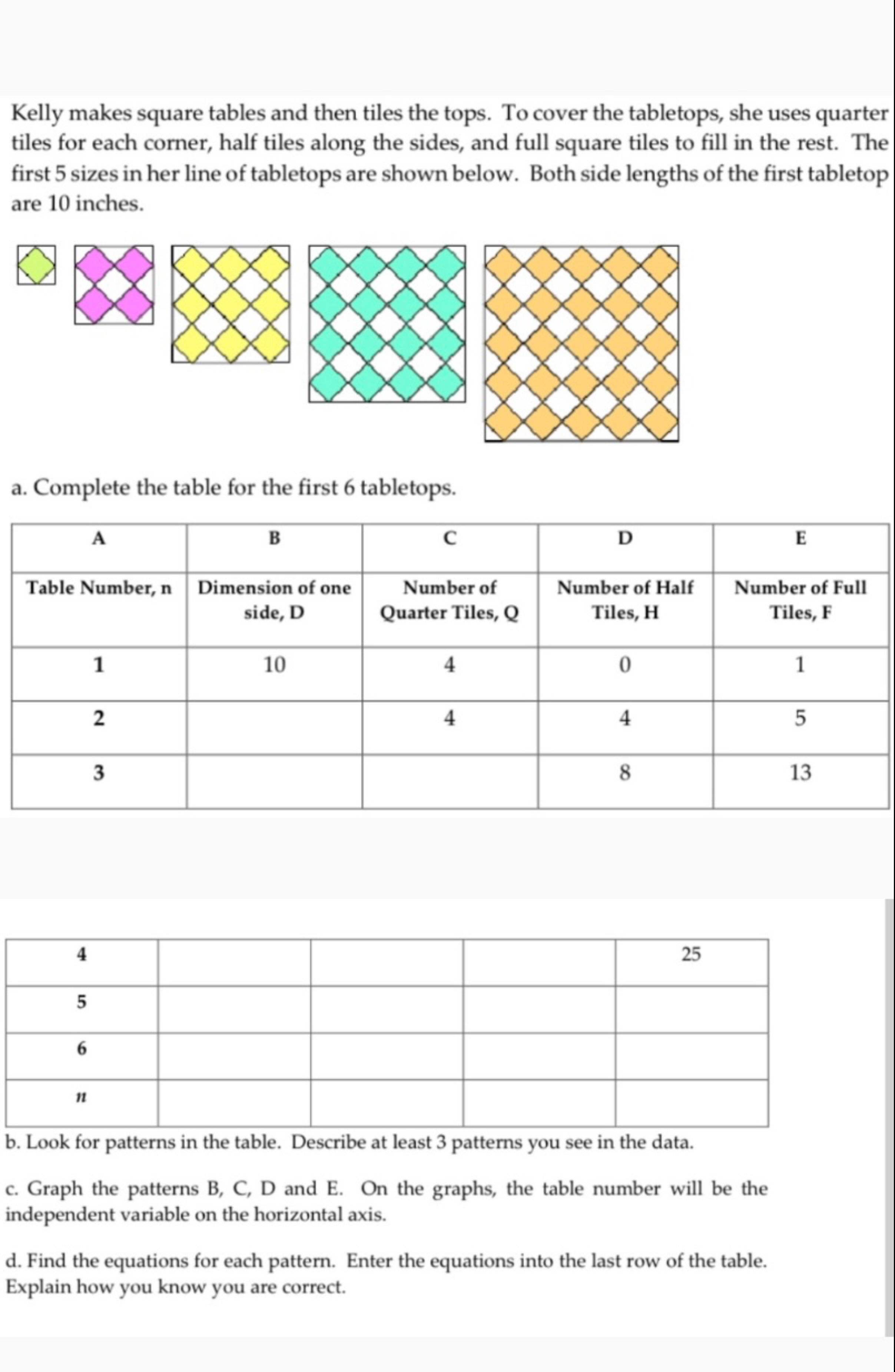 Solved tiles for each corner, half tiles along the sides, | Chegg.com