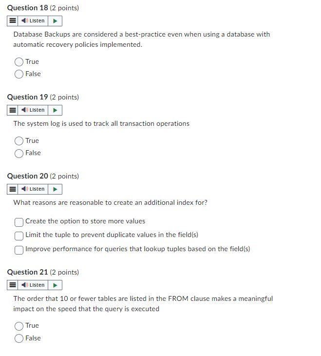 Solved Database Backups are considered a best-practice even | Chegg.com