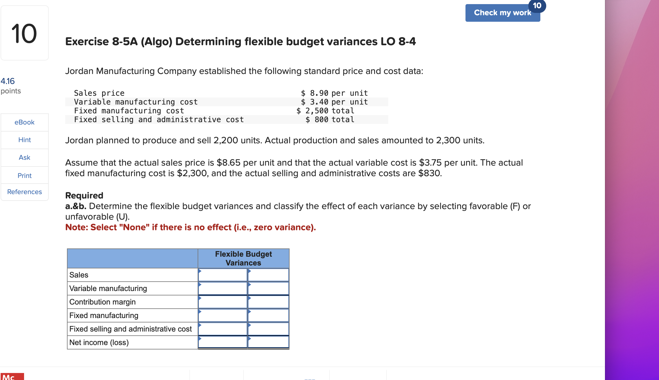Solved Exercise 8-5A (Algo) Determining flexible budget | Chegg.com