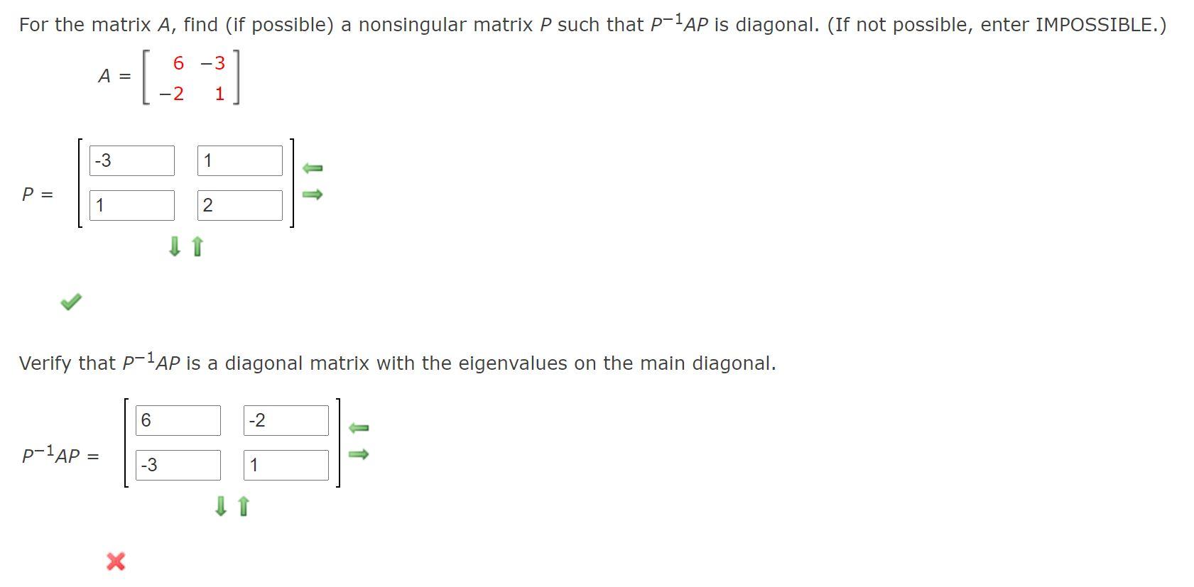 Solved For the matrix A, find (if possible) a nonsingular | Chegg.com
