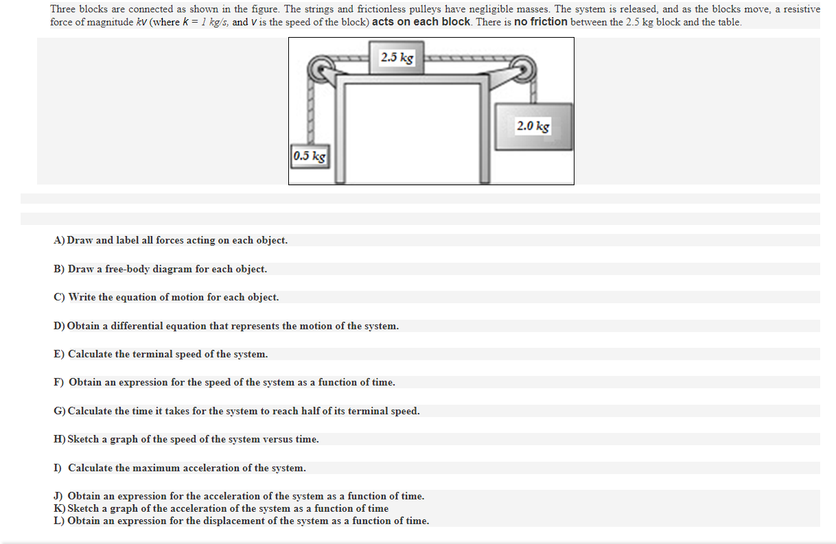 Solved Three blocks are connected as shown in the figure. | Chegg.com