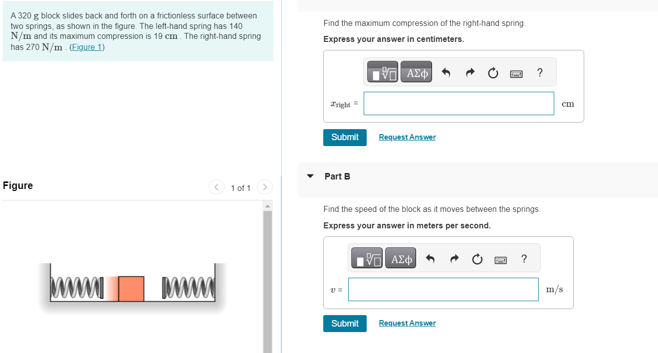Solved A 320 g block slides back and forth on a frictionless | Chegg.com